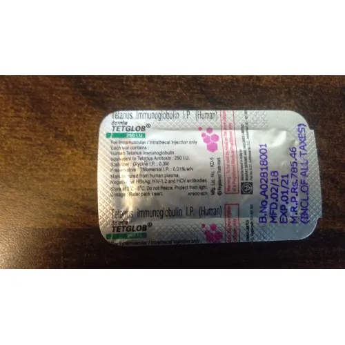 Buy Tetglob 250iu (Tetanus Immunoglobulin 250iu ) 250 IU/ 1ml Vials ...